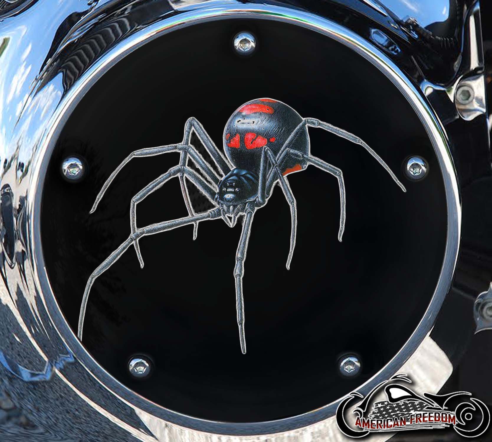 Custom Derby Cover - Black Widow Spider [Harley Davidson Derby Cover ...