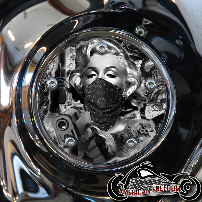 Custom Timing Cover - Marilyn Gunslinger [Harley Davidson Timing Cover ...