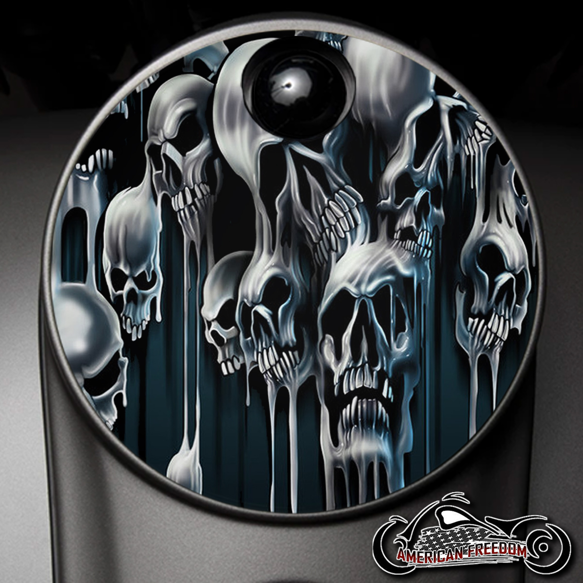 Custom Fuel Door - Melting Skulls [Harley Davidson Fuel Door] - $129.99 ...