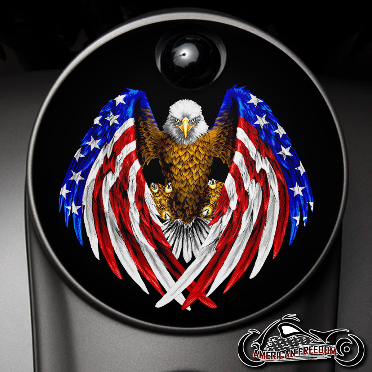 Custom Fuel Door - Patriotic Striking Eagle [Harley Davidson Fuel Door ...