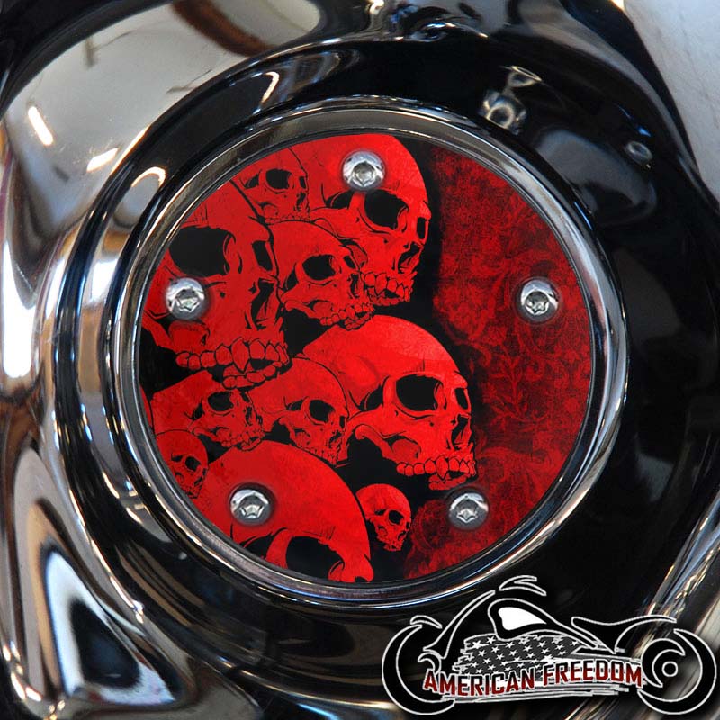 Custom Timing Cover - Stacked Skulls Red [Harley Davidson Timing Cover ...