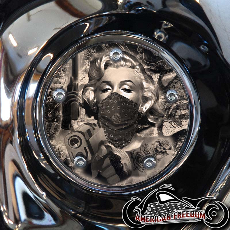 Custom Timing Cover - Marilyn Gunner Sepia Tone [Harley Davidson Timing ...