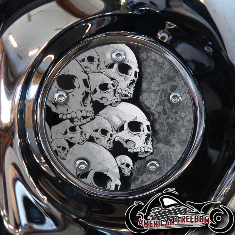Custom Timing Cover - Pile of Skulls (B&W) [Harley Davidson Timing ...