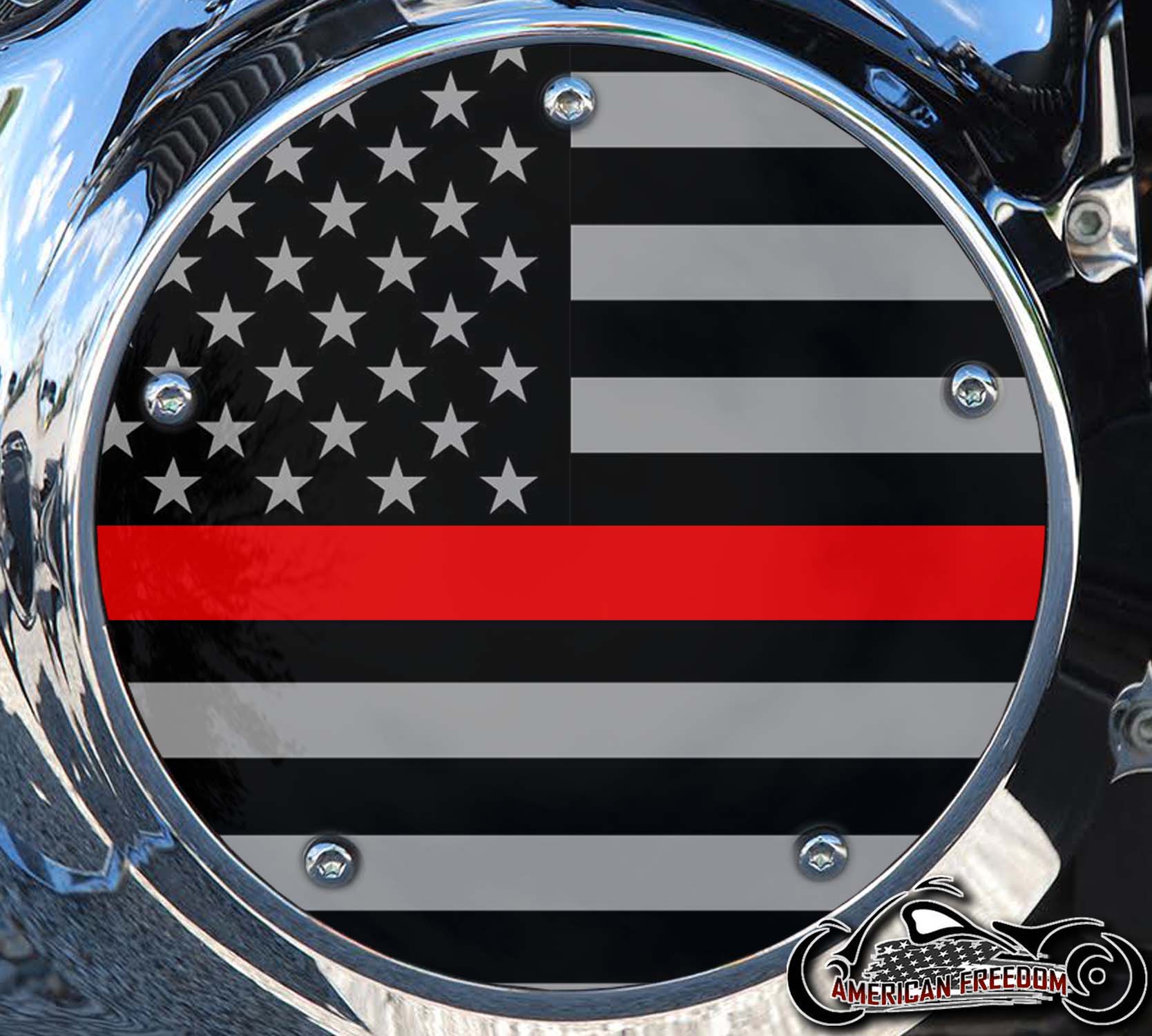 Custom Derby Cover - Thin Red Line Firefighter [Harley Davidson Derby ...