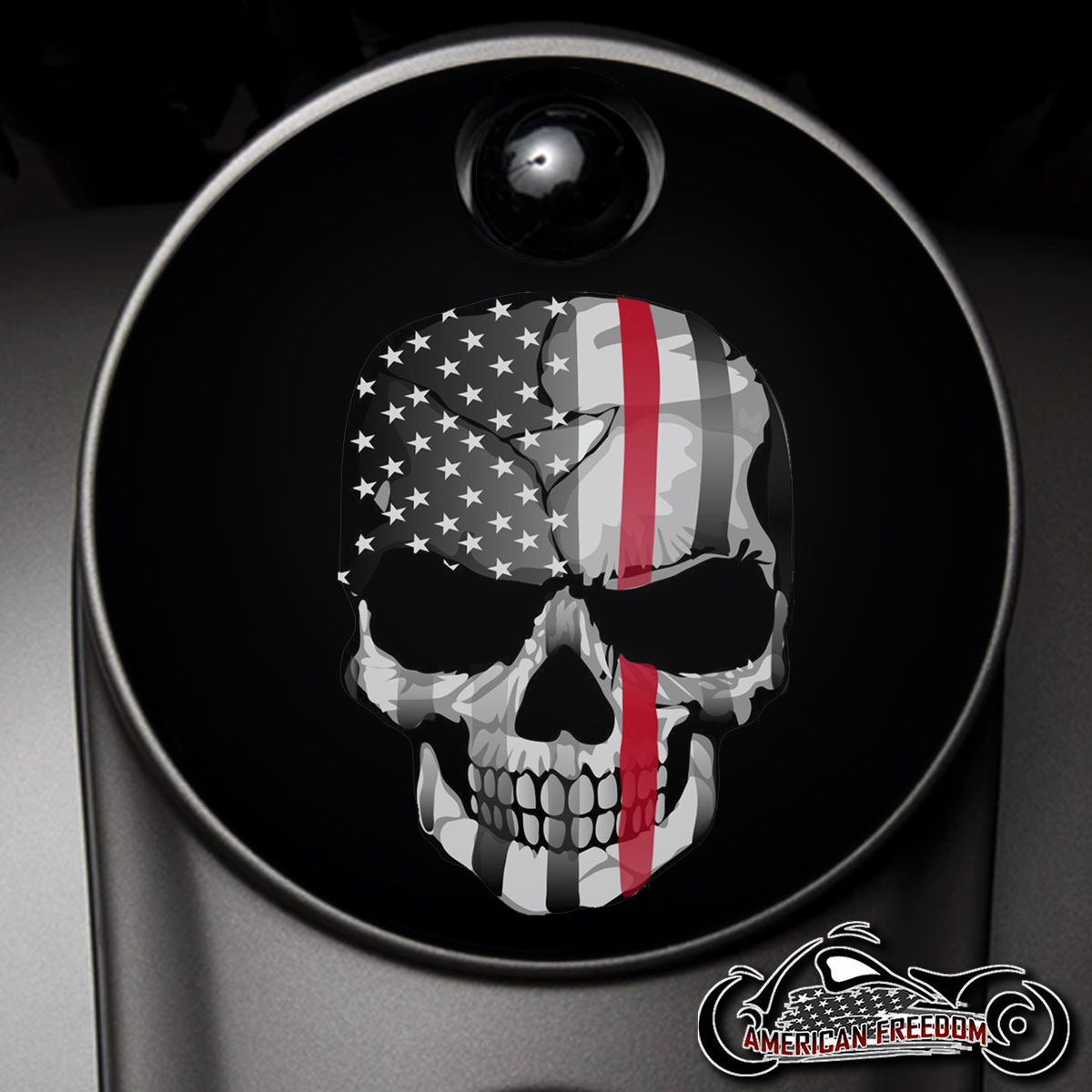 Custom Fuel Door - Thin Red Line Skull [Harley Davidson Fuel Door ...