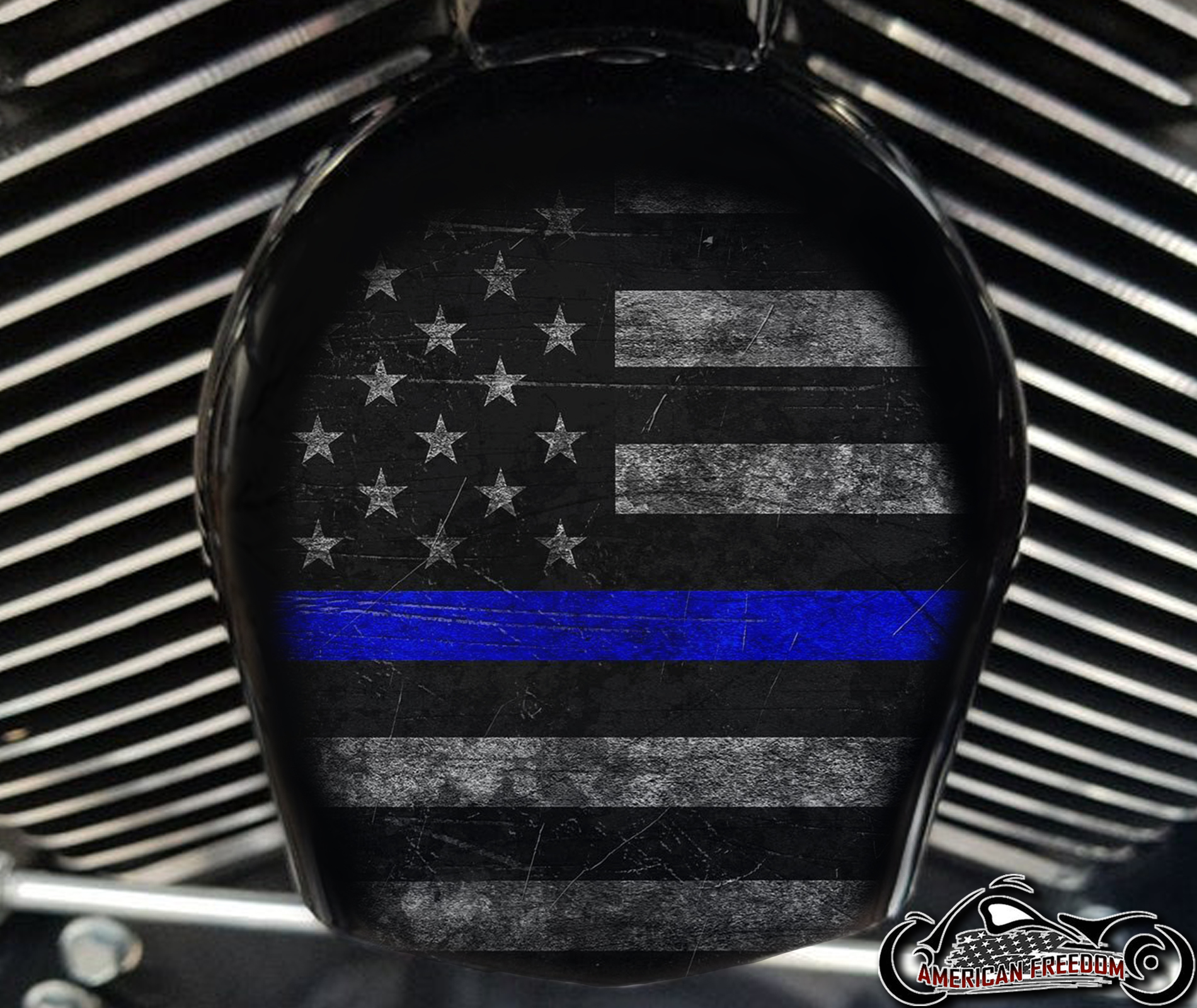 Custom Horn Cover - Weathered Thin Blue Line [Harley Davidson Horn ...
