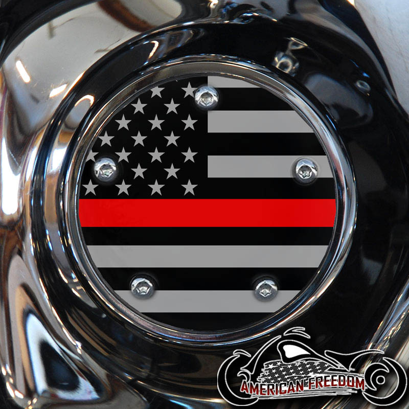 Custom Timing Cover - Thin Red Line Flag [Harley Davidson Timing Cover ...