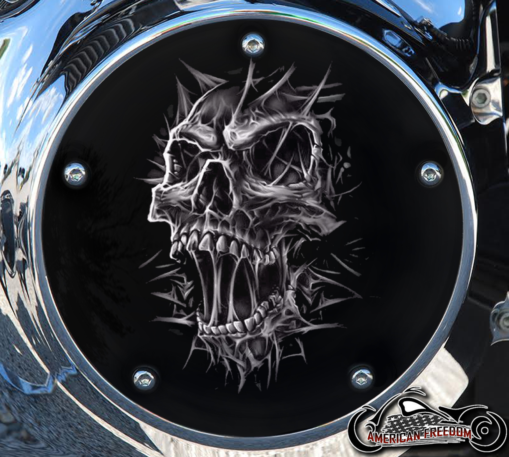 Custom Derby Cover - WEBBED SKULL [Harley Davidson Derby Cover] - $129. ...