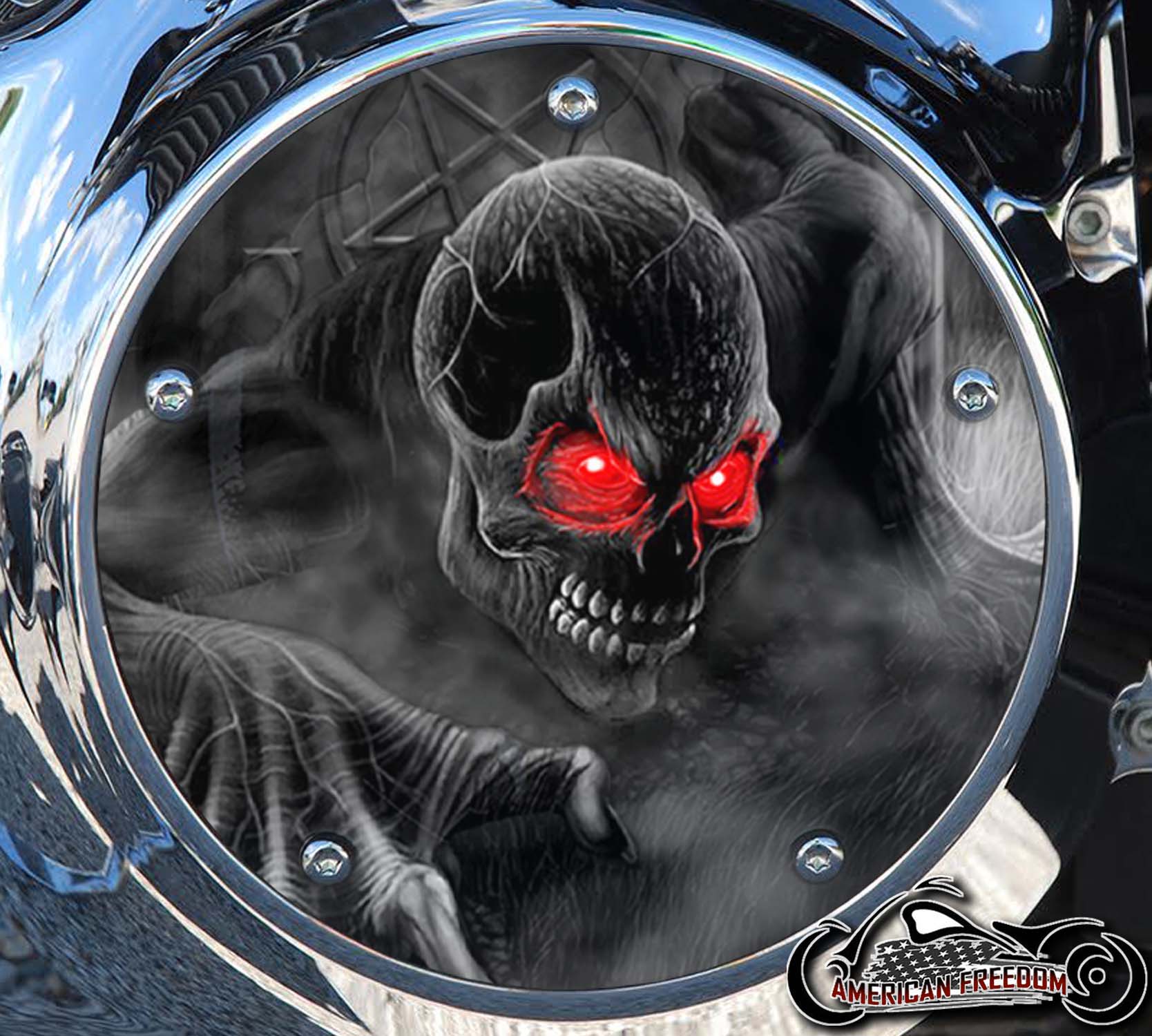 Custom Derby Cover - Grabber Red Eyes [Harley Davidson Derby Cover ...